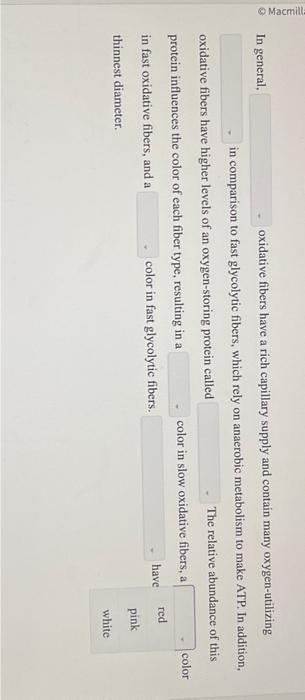 Solved Complete the passage comparing the anatomical | Chegg.com