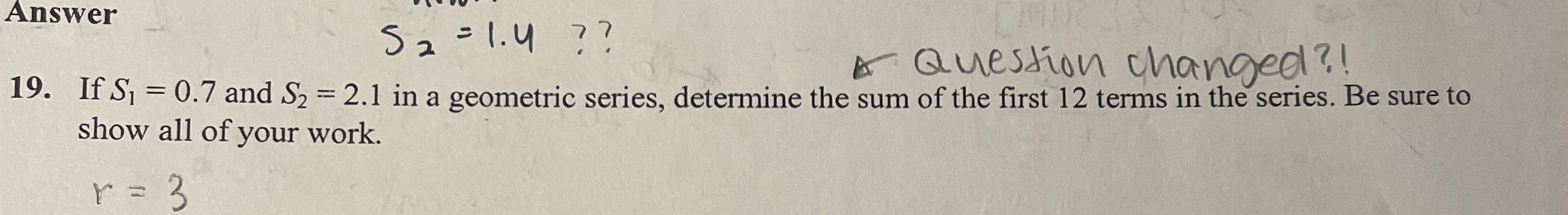 Solved If S1=0.7 ﻿and S2=2.1 ﻿in a geometric series, | Chegg.com