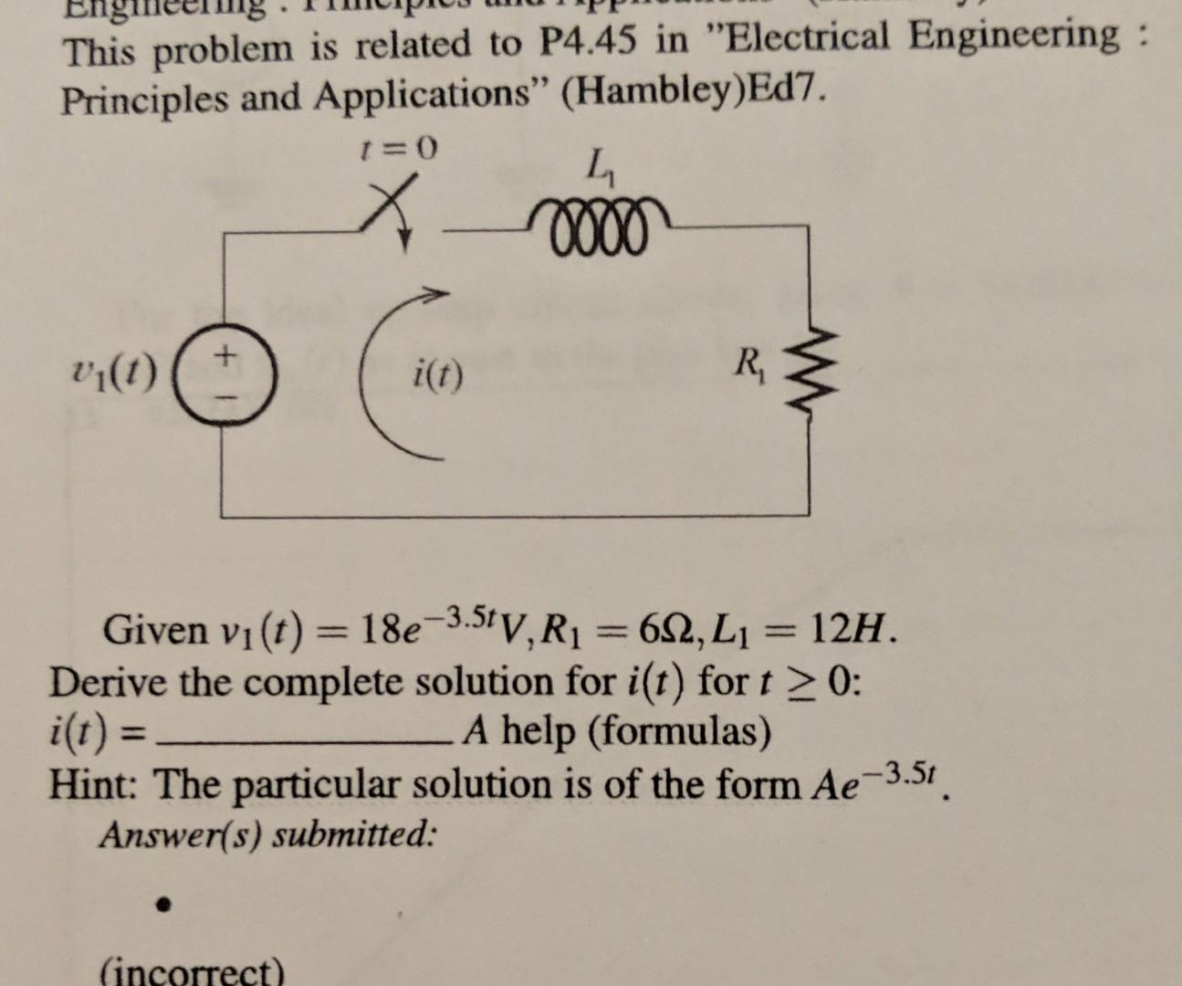 Solved This problem is related to P4.45 in "Electrical | Chegg.com