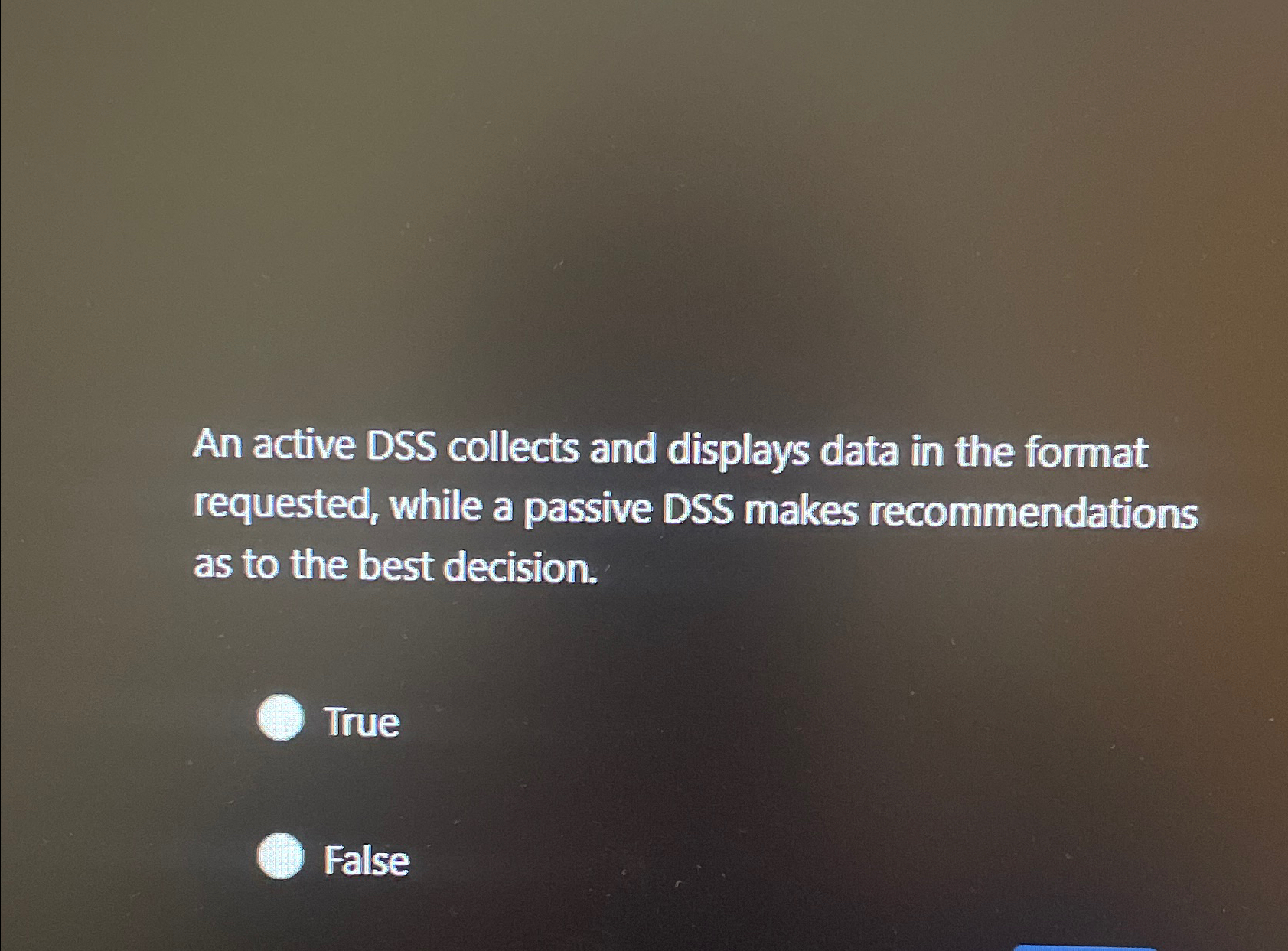 Solved An active DSS collects and displays data in the | Chegg.com
