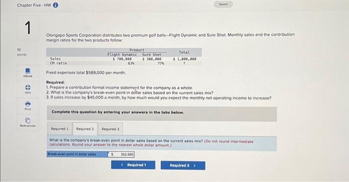 Solved Chapter Five - HW i 1 10 points eBook Hint Print | Chegg.com