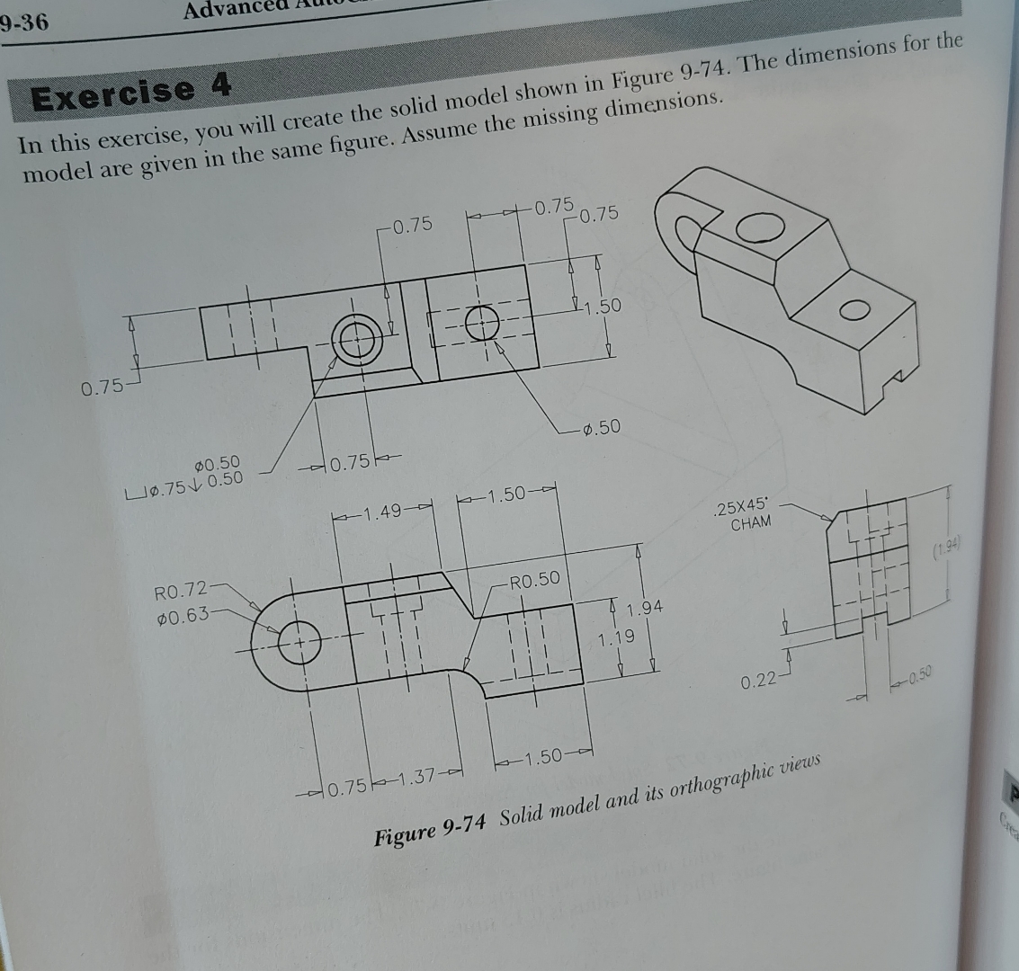 Solved 9-36Exercise 4create the solid model shown in Figure | Chegg.com