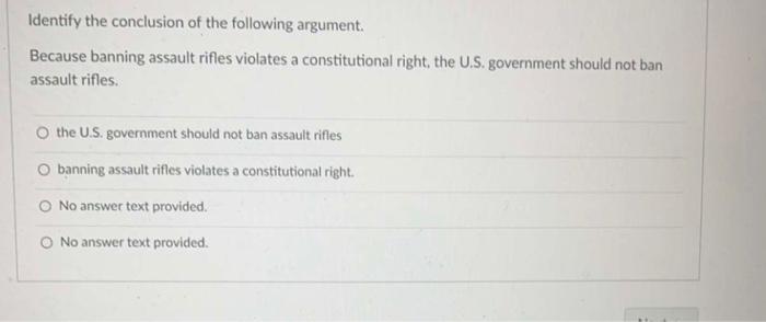 Identify the conclusion of the following argument. | Chegg.com