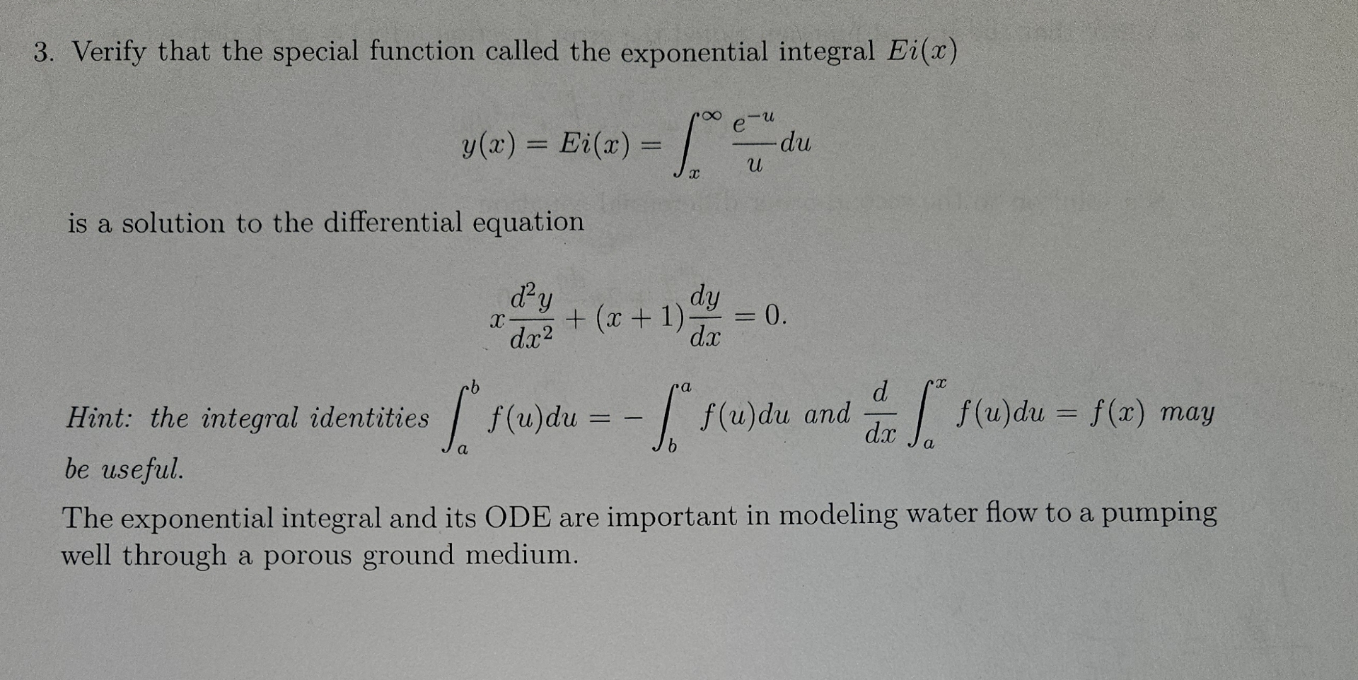 Solved Verify that the special function called the | Chegg.com