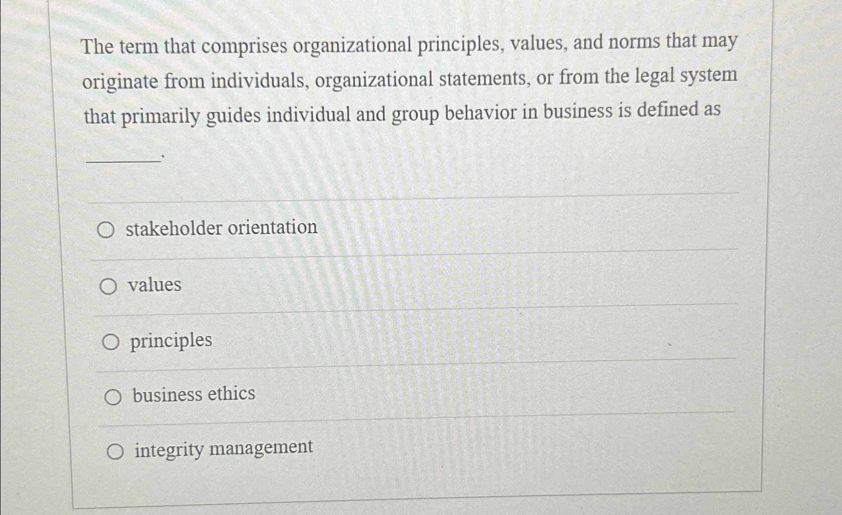 Solved The term that comprises organizational principles, | Chegg.com