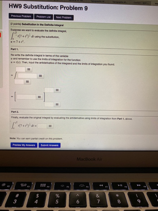 Solved opographie HW9 Substitution: Problem 9 Previous | Chegg.com