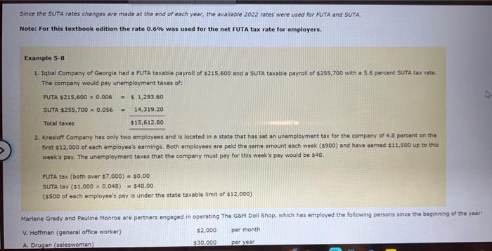 Solved Since the SUTA rates changes are made at the end of | Chegg.com