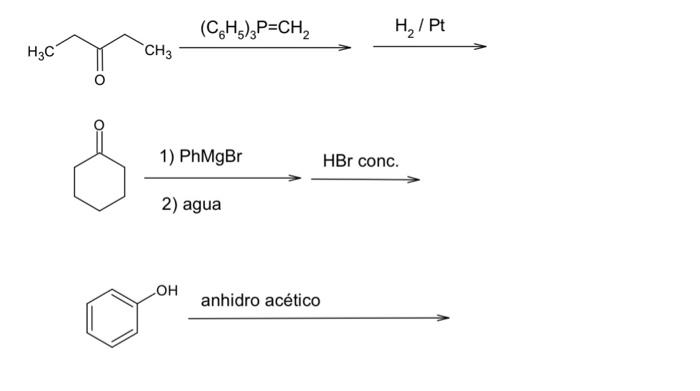 Solved (C6H5)3P=CH2 1) PhMgBr HBr conc. 2) agua anhidro | Chegg.com