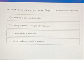 Solved Which action demonstrates an example of legal | Chegg.com