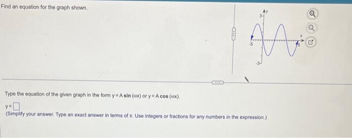 Solved Find an equation for the graph shown. Type the | Chegg.com