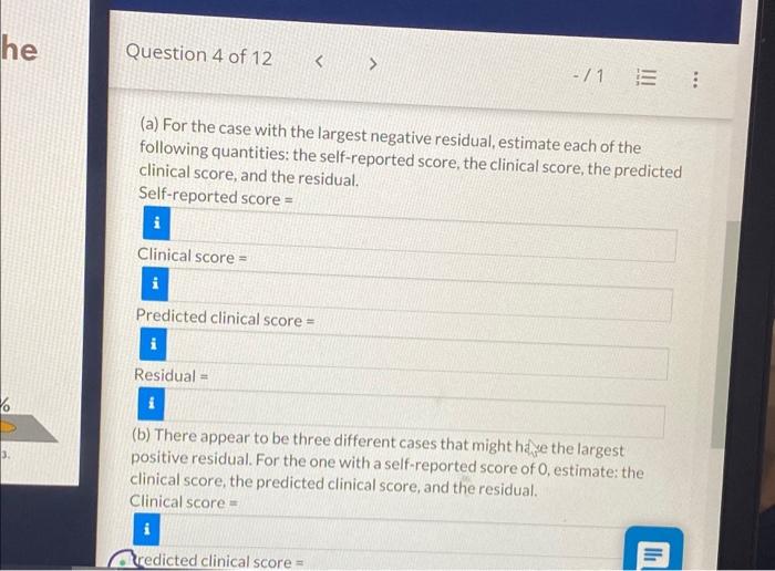 (a) For the case with the largest negative residual, | Chegg.com