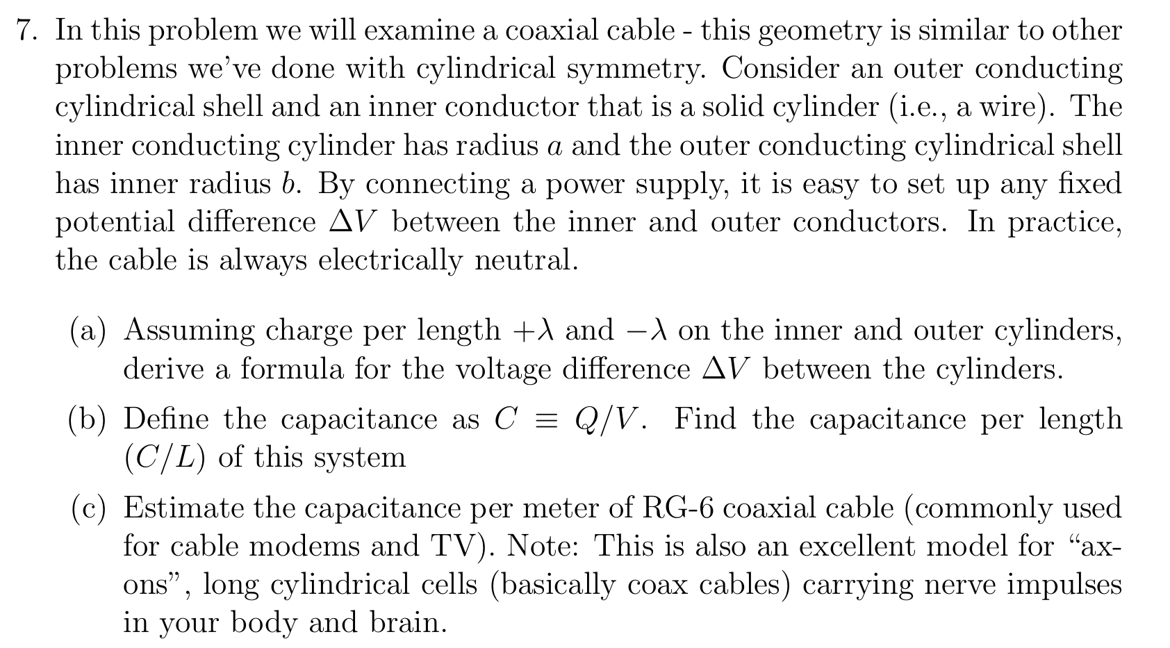 Solved In this problem we will examine a coaxial cable - | Chegg.com