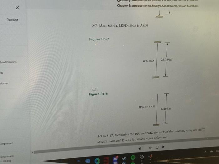 Chapter 5: Introduction to Axially Loadod Compression | Chegg.com