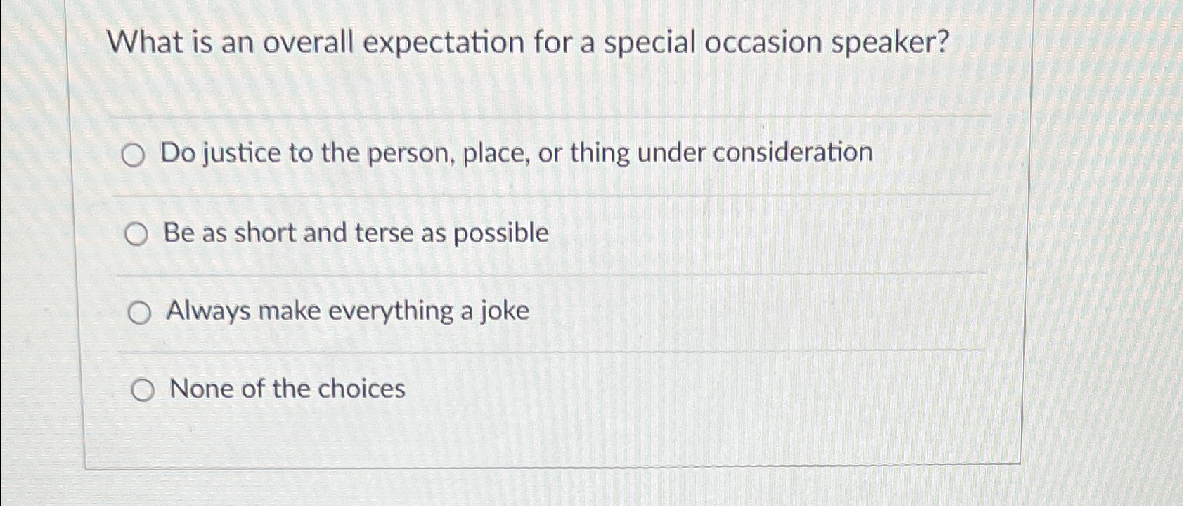 Solved What is an overall expectation for a special occasion | Chegg.com