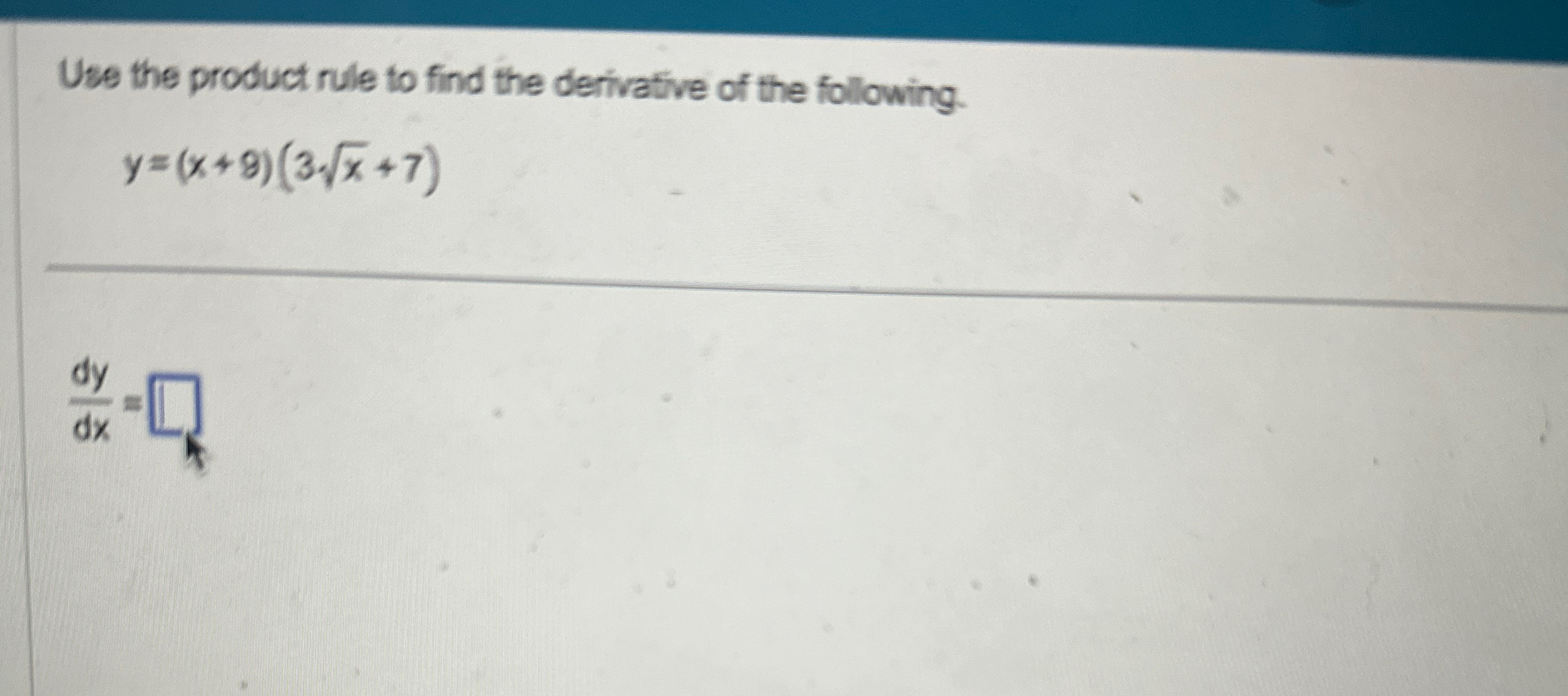 Solved Use the product rule to find the derivative of the | Chegg.com