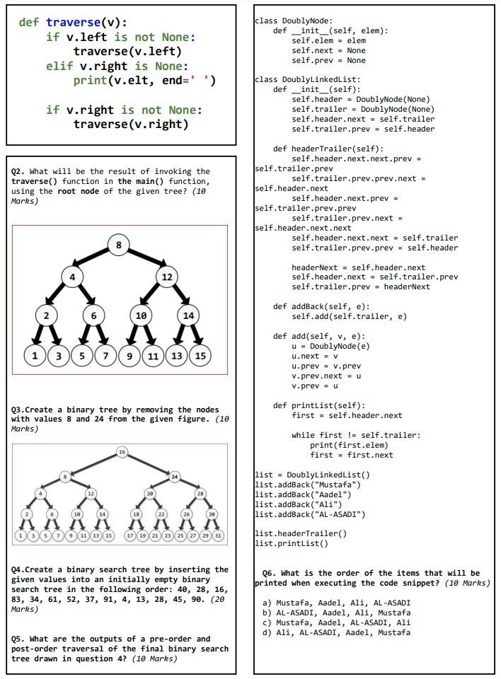 1. Given the following tree: What path does the | Chegg.com