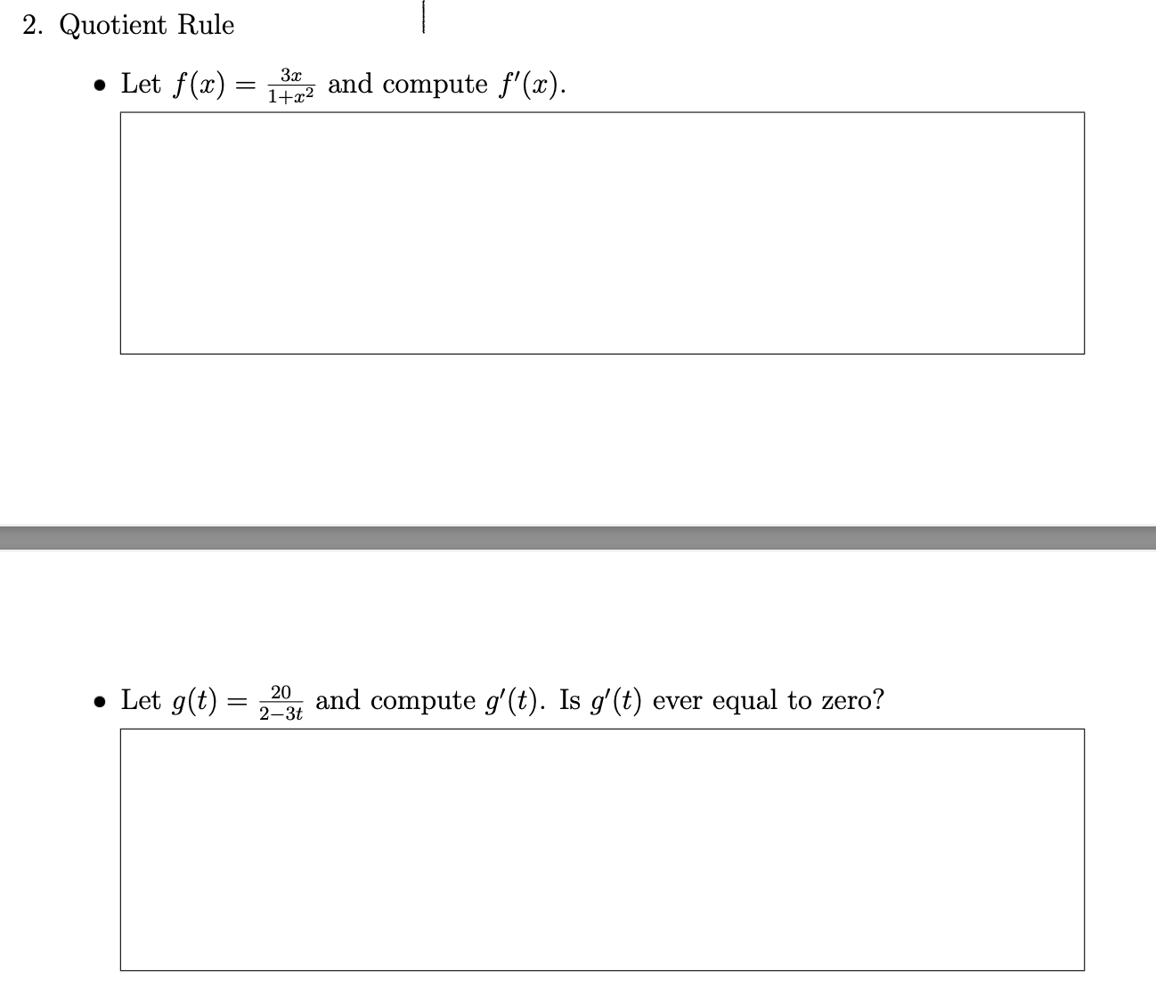 Solved Quotient RuleLet f(x)=3x1+x2 ﻿and compute f'(x).Let | Chegg.com