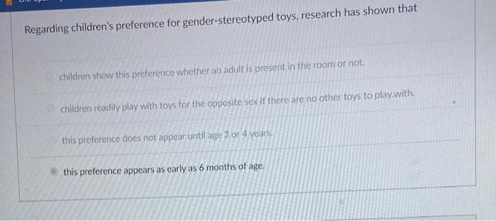 Solved Regarding children's preference for | Chegg.com