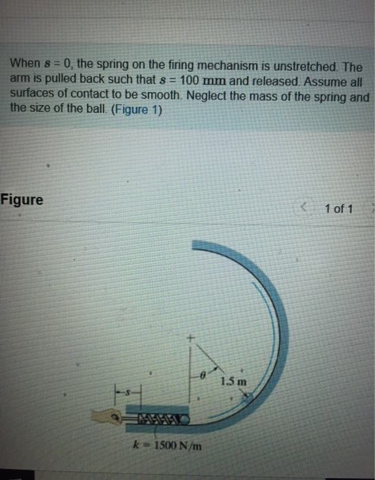 Solved When s = 0, the spring on the firing mechanism is | Chegg.com