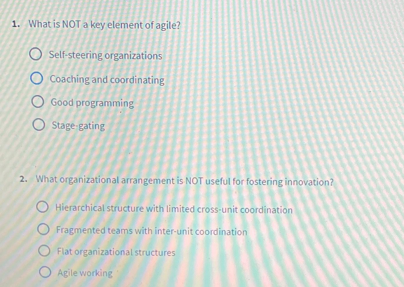 Solved What is NOT a key element of agile?Self-steering | Chegg.com