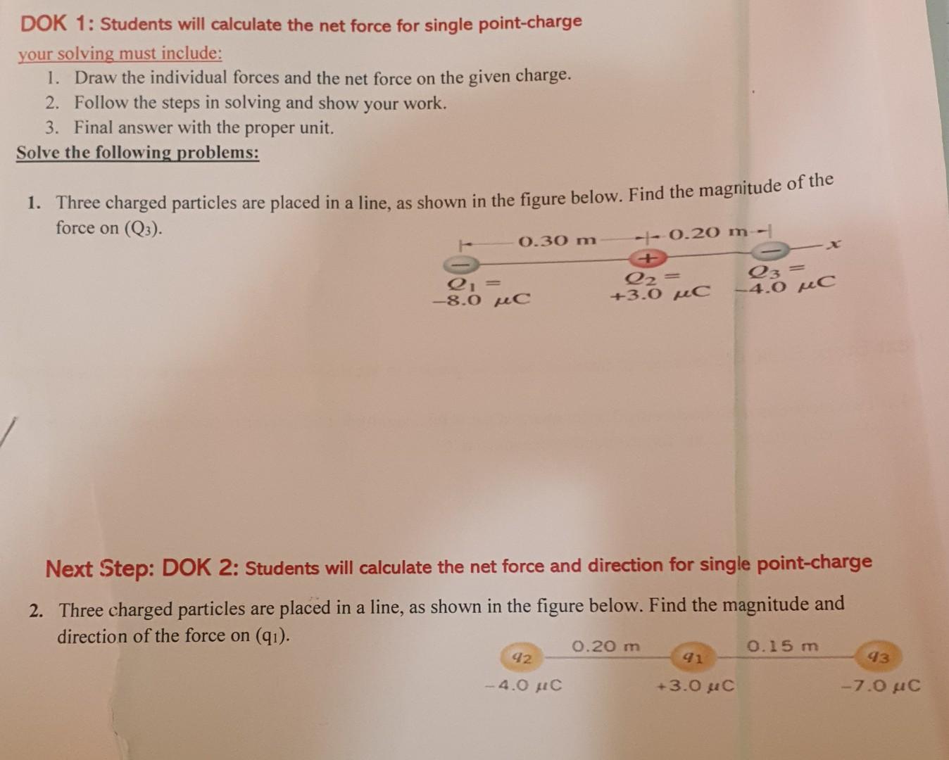 Solved DOK 1: Students will calculate the net force for | Chegg.com