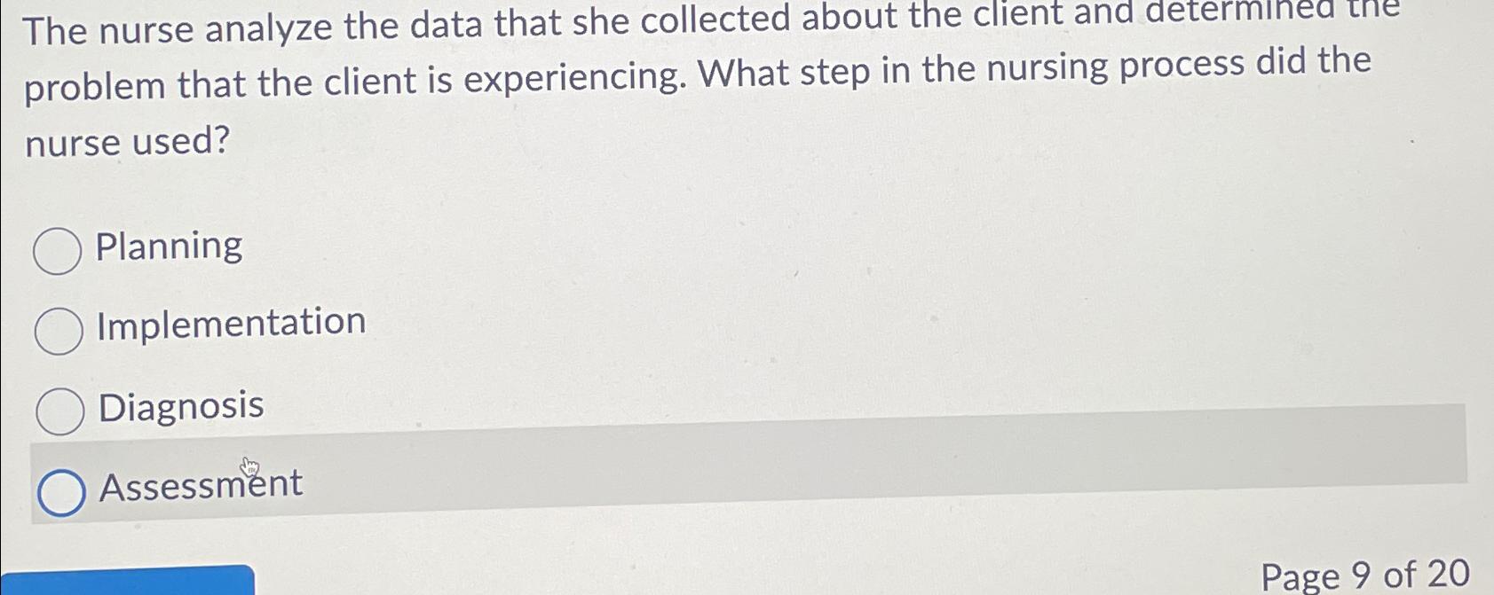 Solved The nurse analyze the data that she collected about | Chegg.com