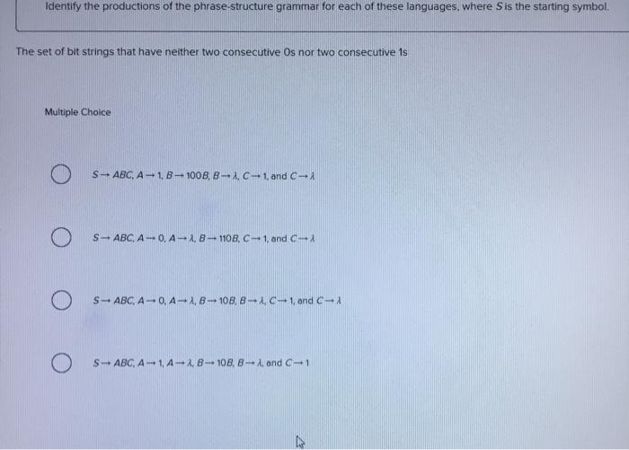 Solved Identify the productions of the phrase-structure | Chegg.com