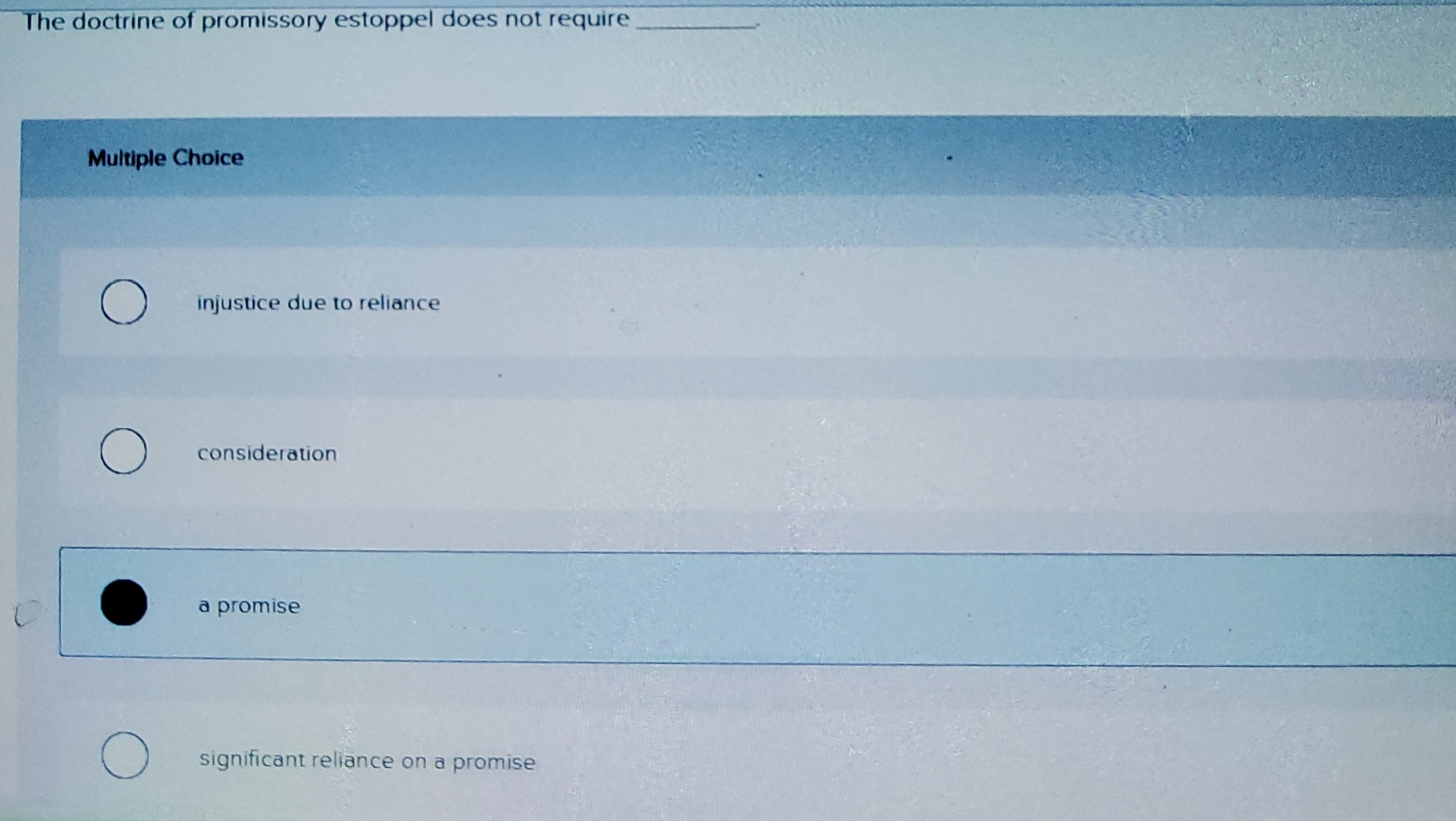 Solved The doctrine of promissory estoppel does not | Chegg.com