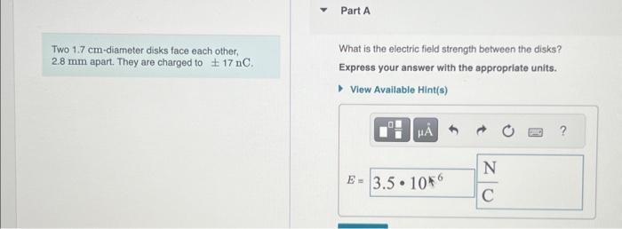 Solved Two 1.7 cm-diameter disks face each other. What is | Chegg.com