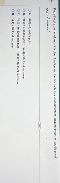 Find all local extreme values of the given function | Chegg.com