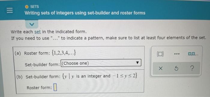 = SETS Writing sets of integers using set-builder and | Chegg.com