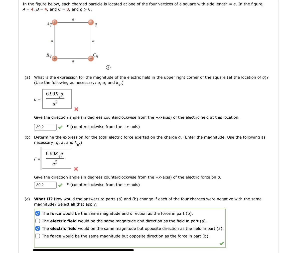 Solved In the figure below, each charged particle is located | Chegg.com