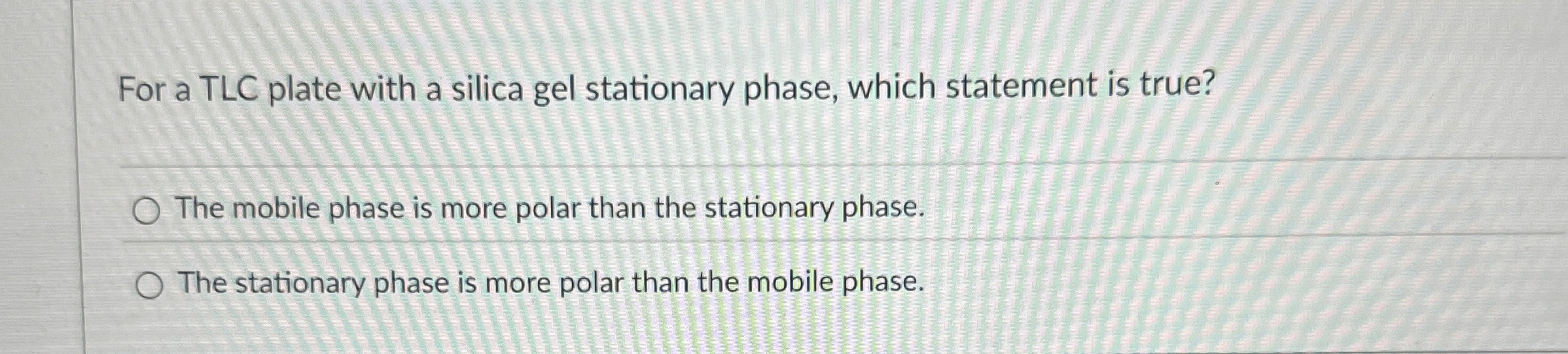 Solved For a TLC plate with a silica gel stationary phase, | Chegg.com