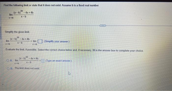 Solved Find the following limit or state that it does not | Chegg.com