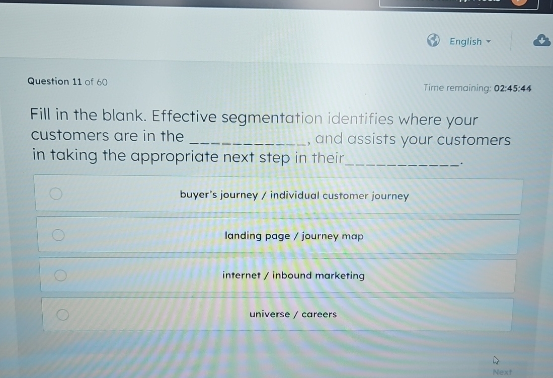 Solved English -Question 11 ﻿of 60Time remaining: | Chegg.com