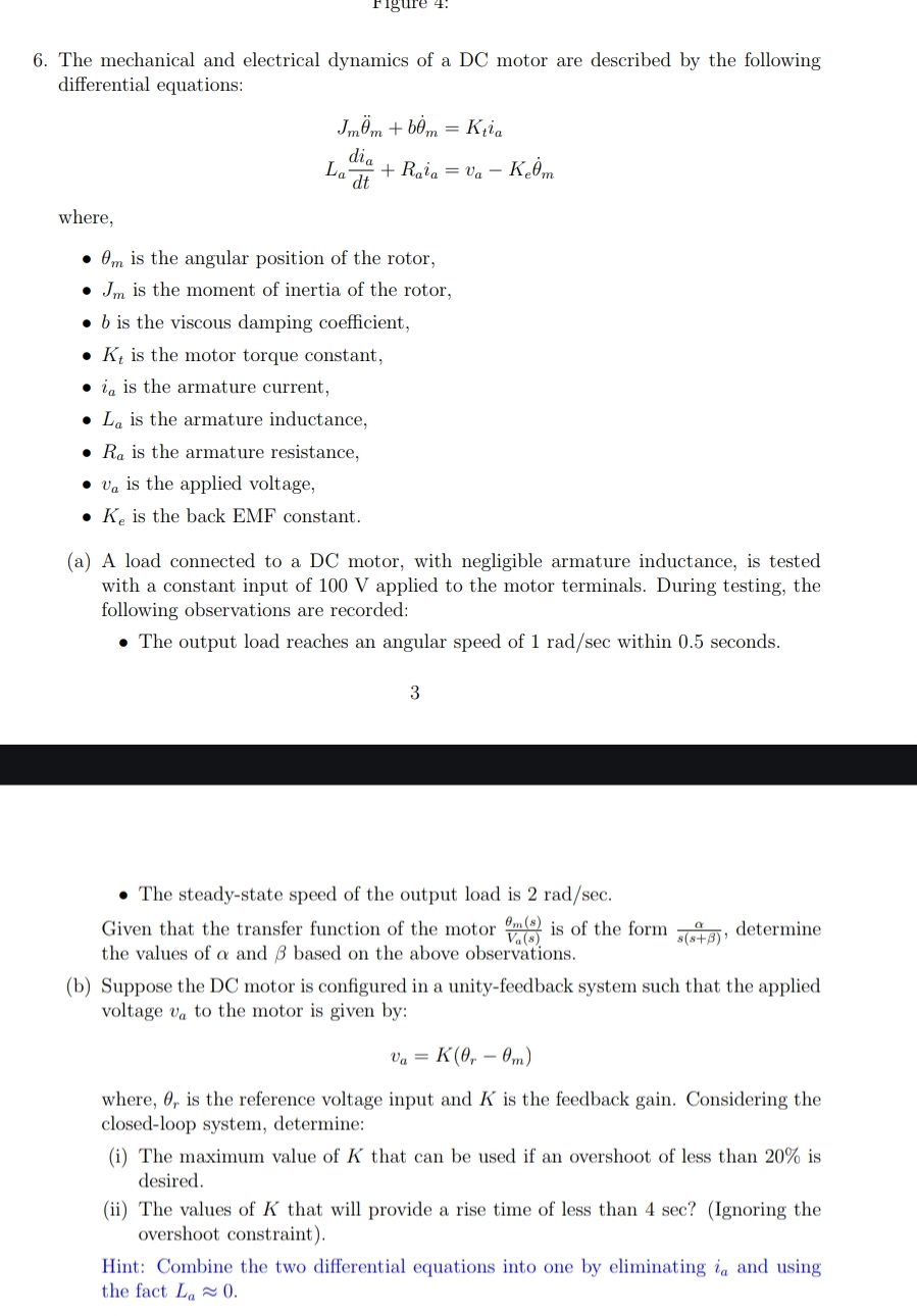 Solved The mechanical and electrical dynamics of a DC motor | Chegg.com