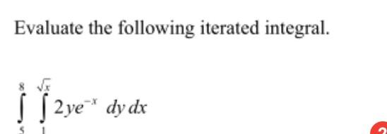 Solved Evaluate the following iterated integral. | Chegg.com