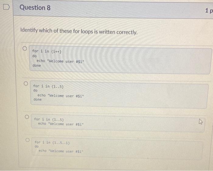 Solved Identify which of these for loops is written | Chegg.com
