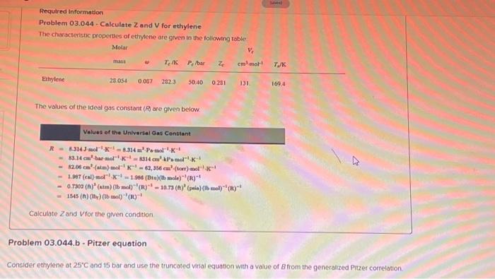 Solved The values of the Ideal gas constant (R) are given | Chegg.com