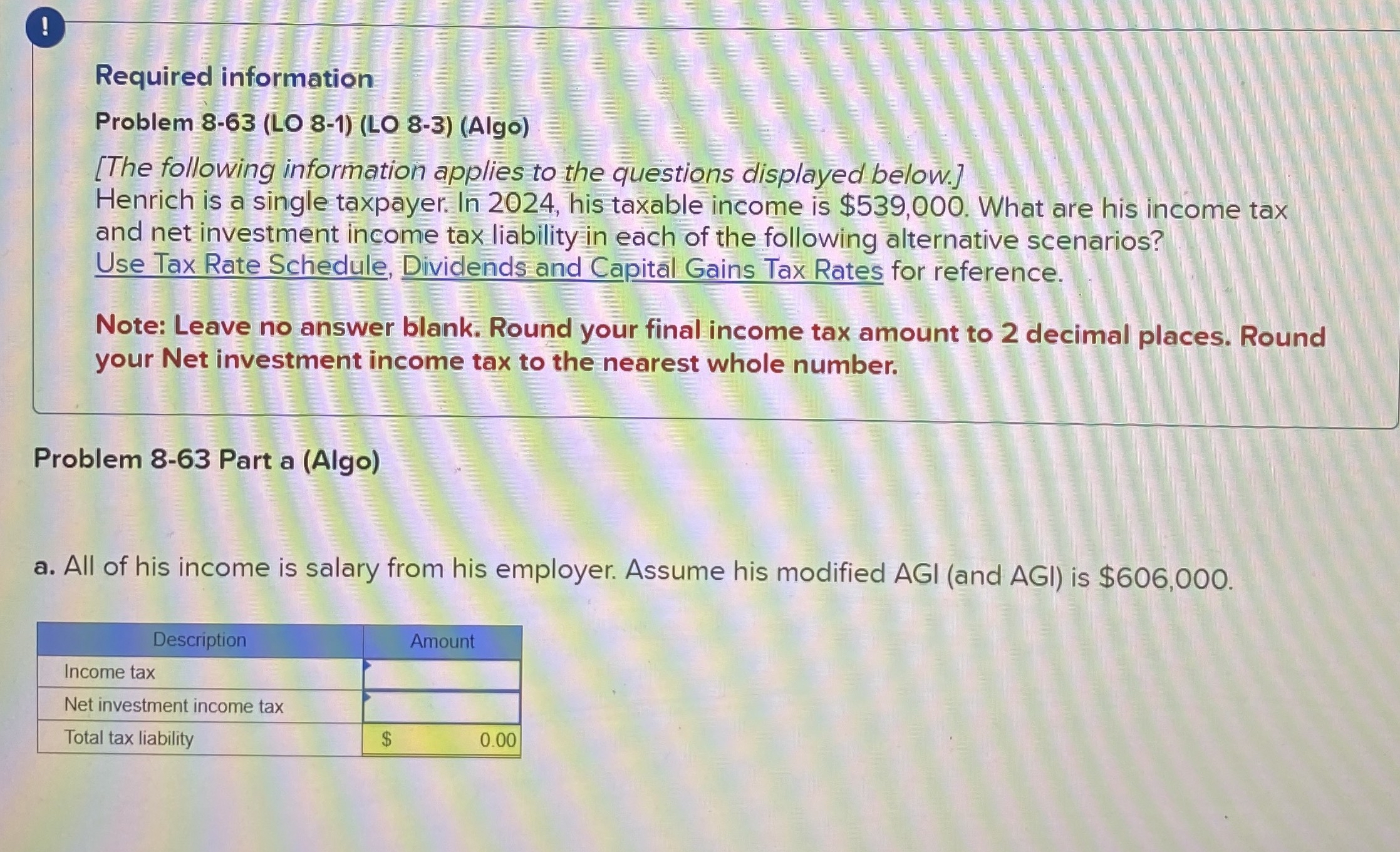 Solved !Required informationProblem 8-63 (LO 8-1) (LO | Chegg.com