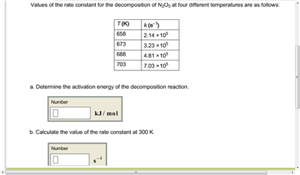 Solved: Values Of The Rate Constant For The Decomposition ... | Chegg.com
