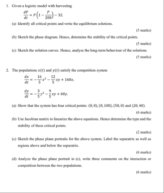 Solved Given a logistic model with | Chegg.com