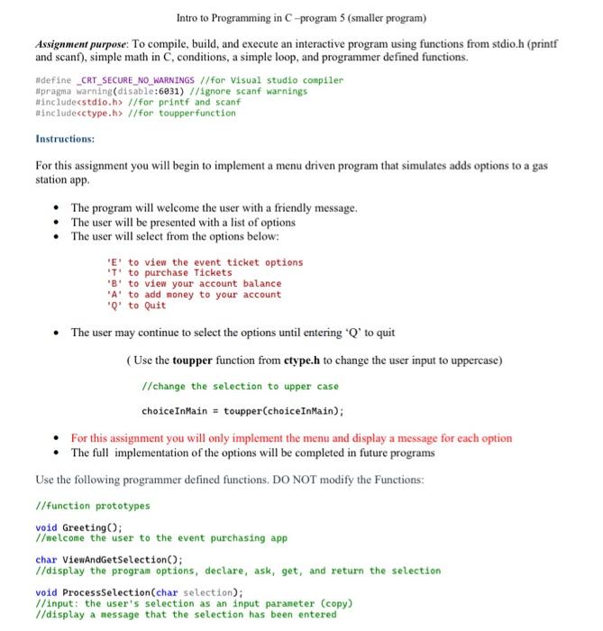 Solved Intro to Programming in C-program 5 (smaller program) | Chegg.com