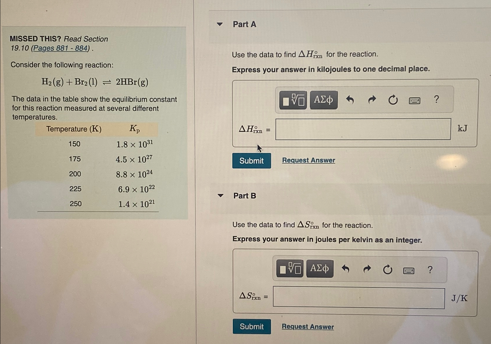 Solved MISSED THIS? Read Section19.10 (Pages | Chegg.com