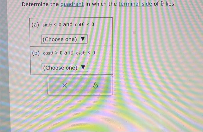 Solved Determine the quadrant in which the terminal side of | Chegg.com