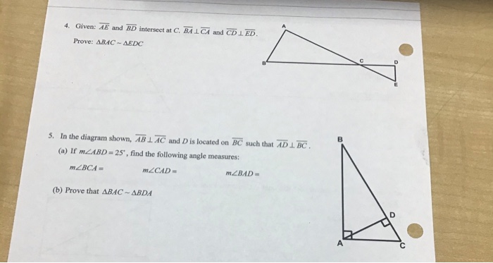 Solved 4. Given: AE and BD intersect at C. BALCA and CD 1 | Chegg.com