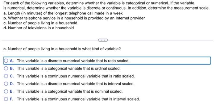 Solved For each of the following variables, determine | Chegg.com