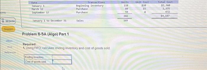 Solved Required: 1. Using FIFO, calculate ending inventory | Chegg.com