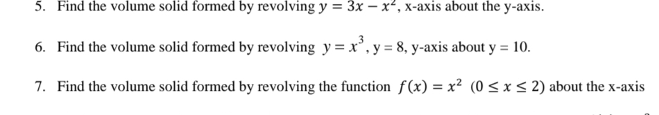 Solved Find the volume solid formed by revolving | Chegg.com