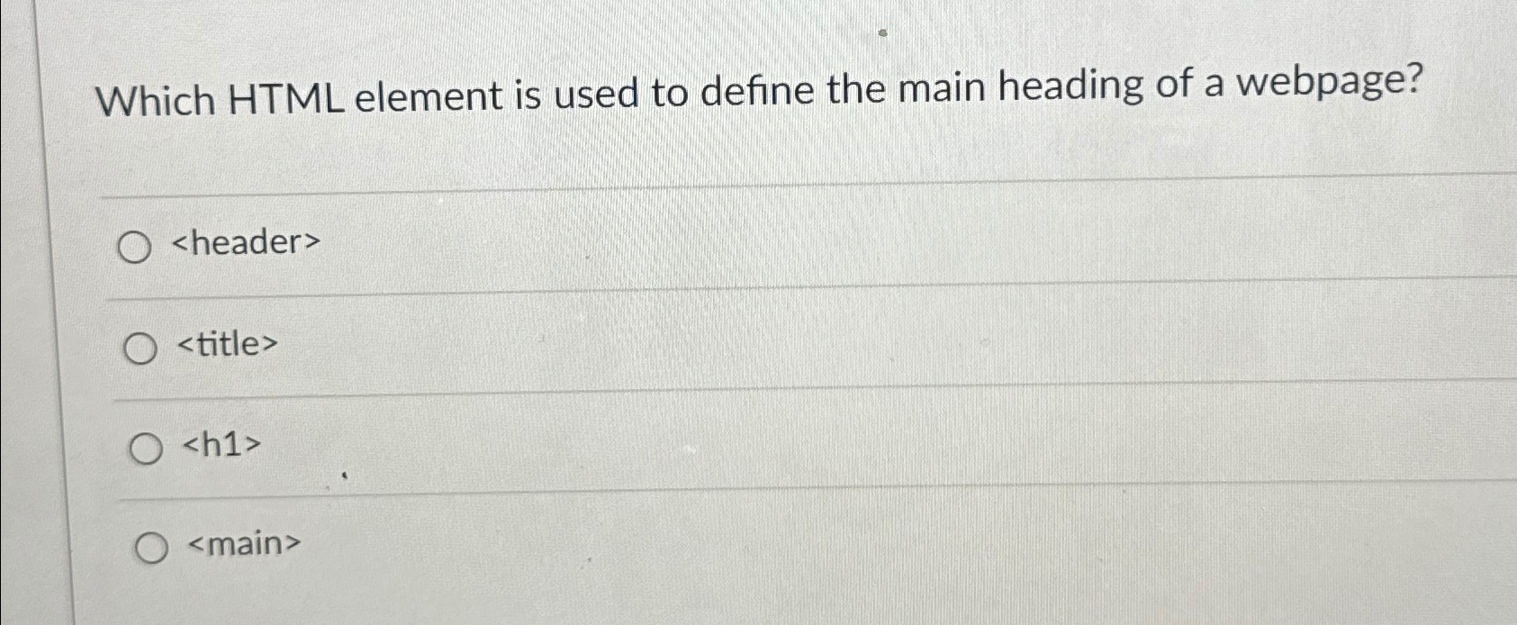 Solved Which HTML element is used to define the main heading | Chegg.com